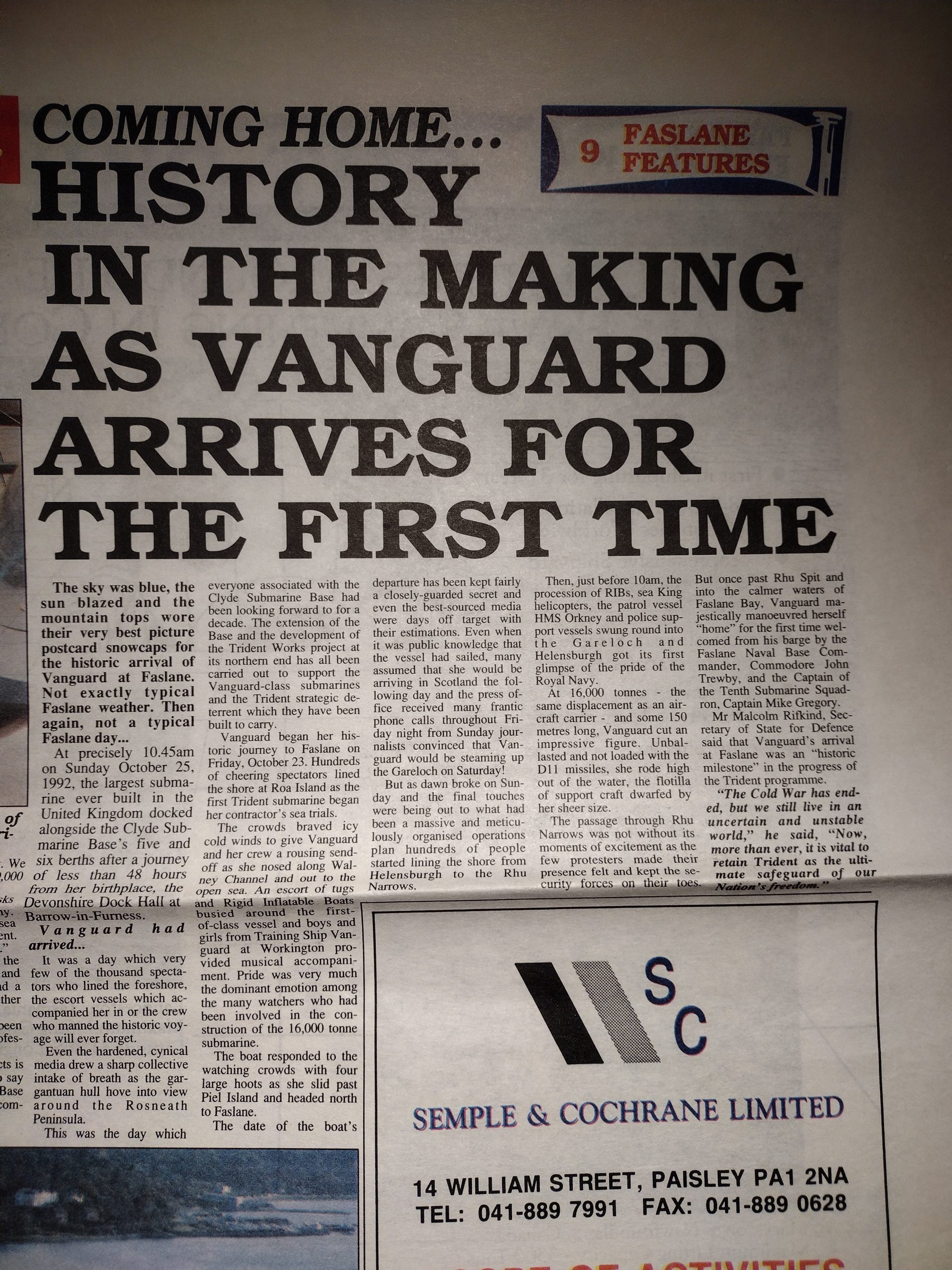 UK MOD, Faslane features - Nuclear Information Service